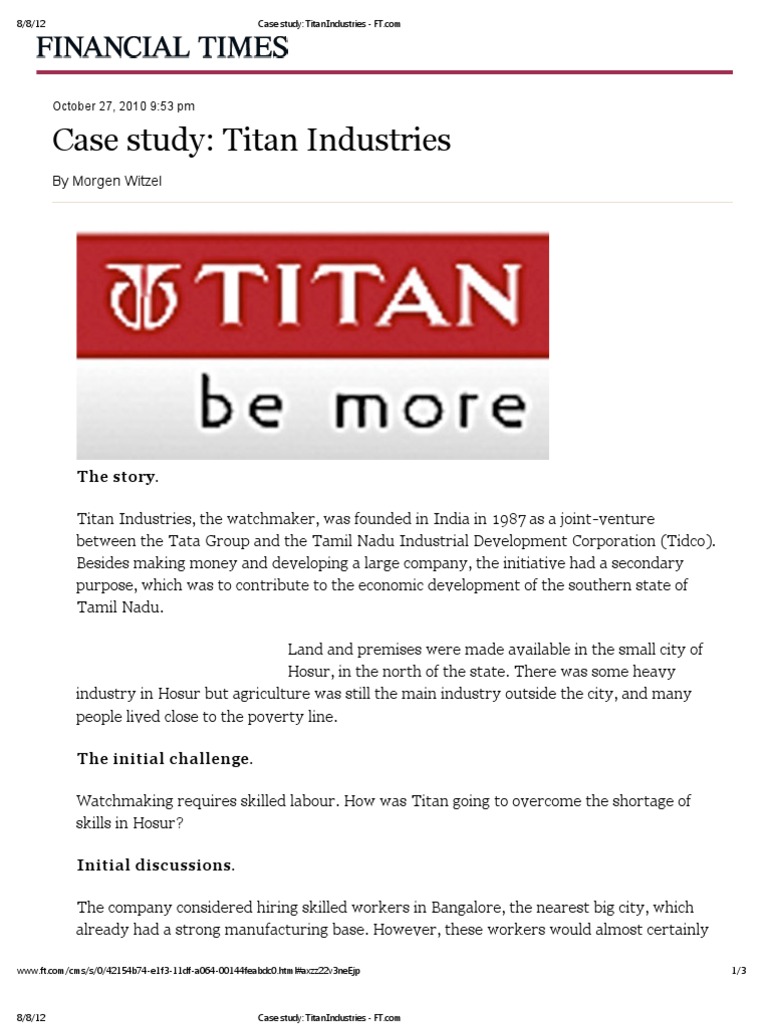 Case Study - Titan Industries - FT | PDF | Financial Times | Industries