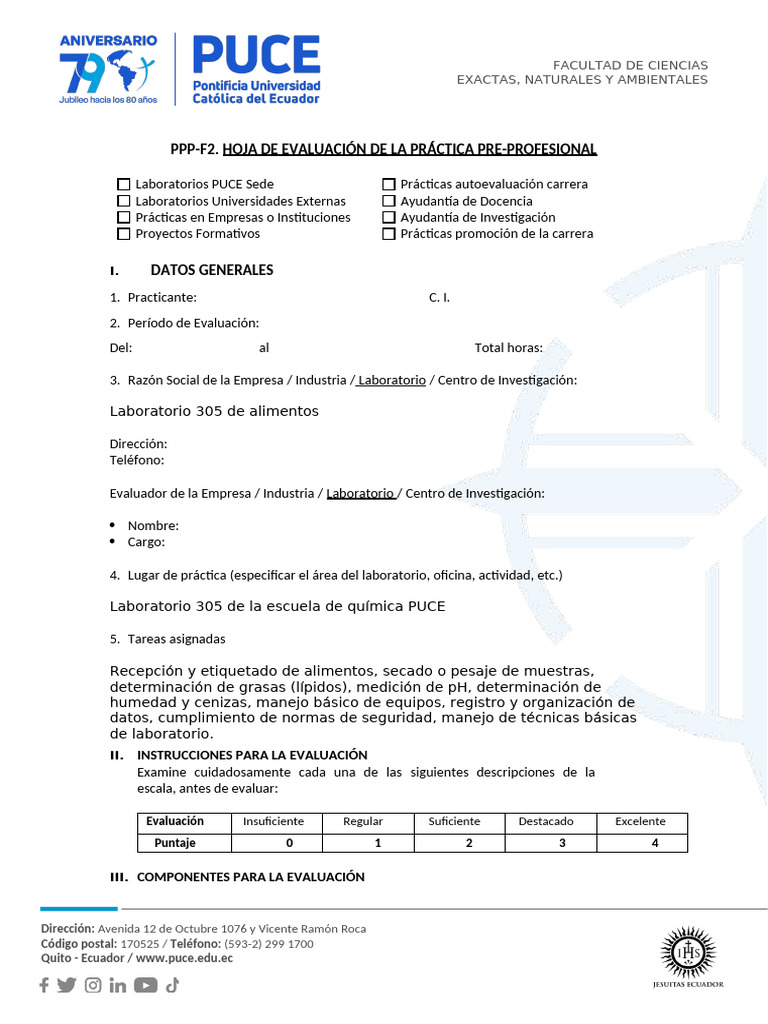 Formato Ppp-f2 Hoja Evaluación Sv | PDF | Laboratorios