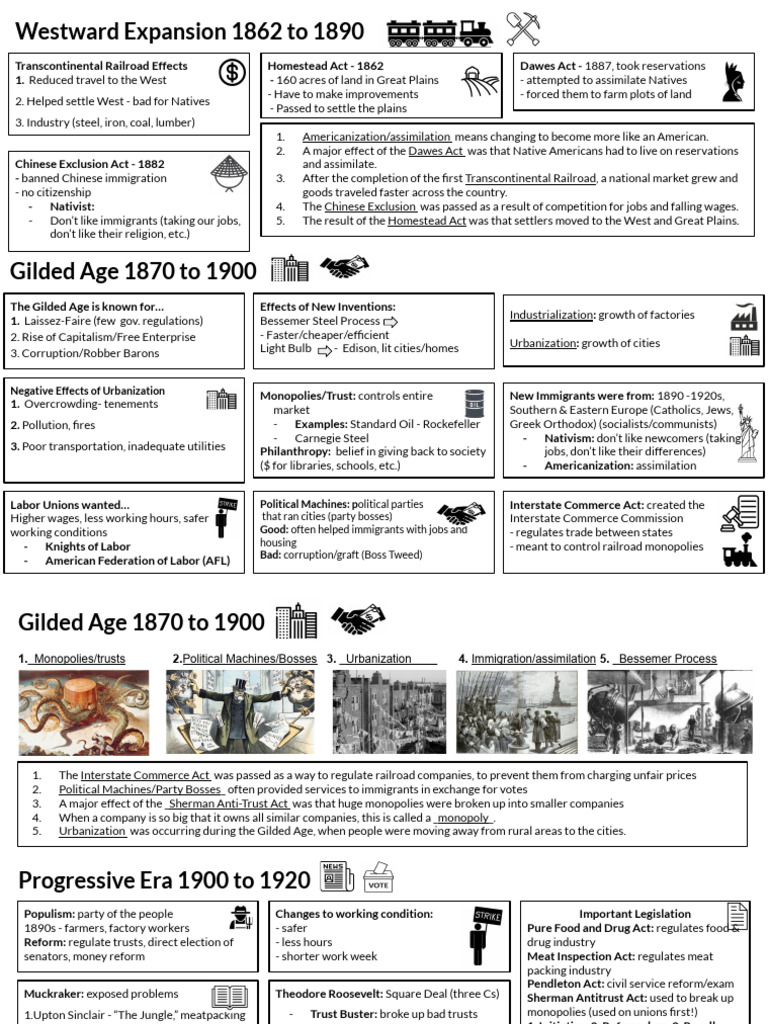 STAAR Notes Westward Expansion-2008 - Completed | PDF | World War I ...