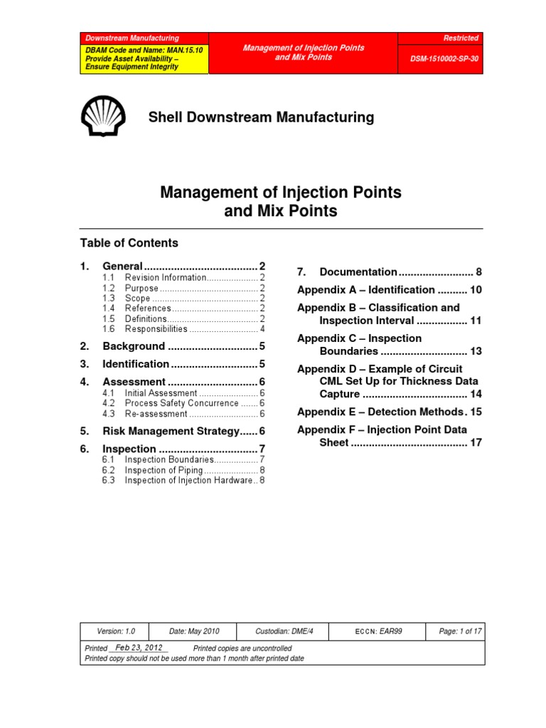 Shell Downstream Manufacturing SM-1510002-SP-30 Management of Injection ...