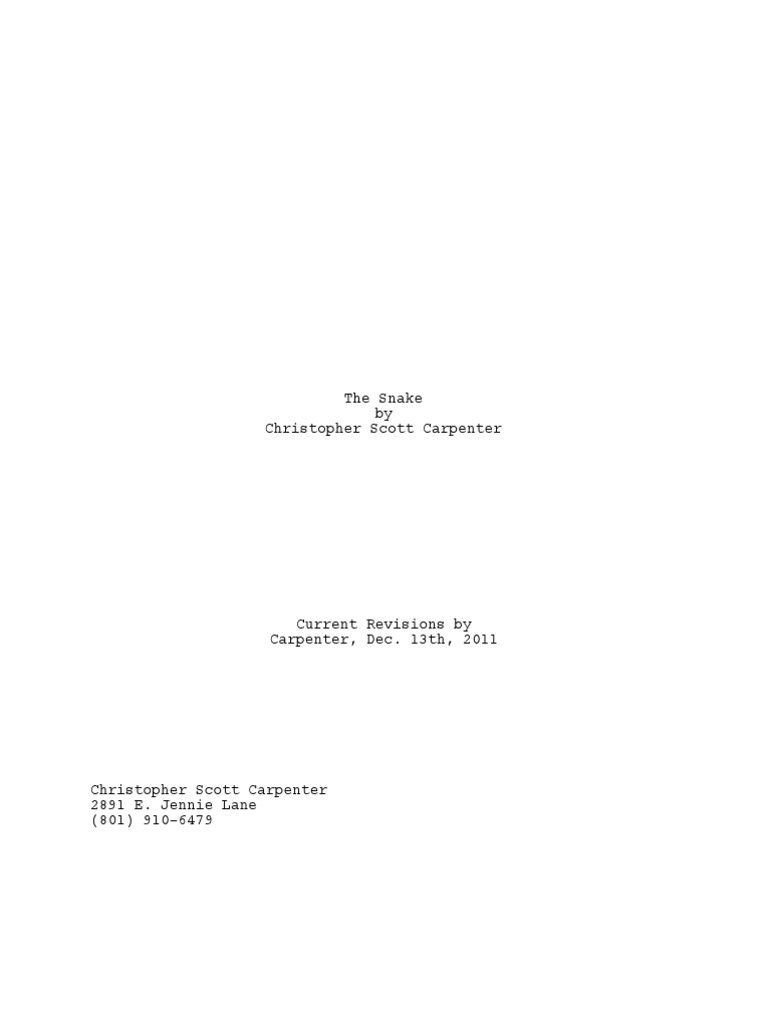 The Snake by Christopher Scott Carpenter | PDF | Mystery, Thriller ...