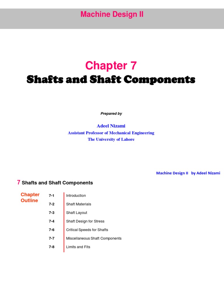 Shafts and Shaft Components: Machine Design II | PDF | Bending | Axle