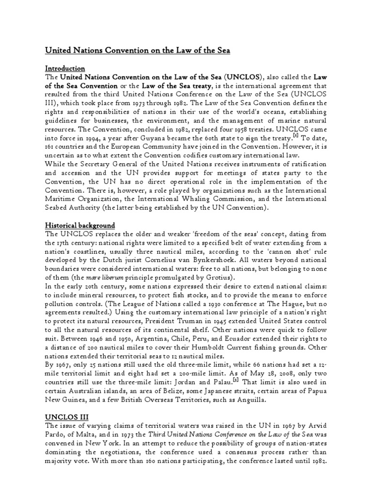 United Nations Convention On The Law of The Sea | PDF | United Nations ...