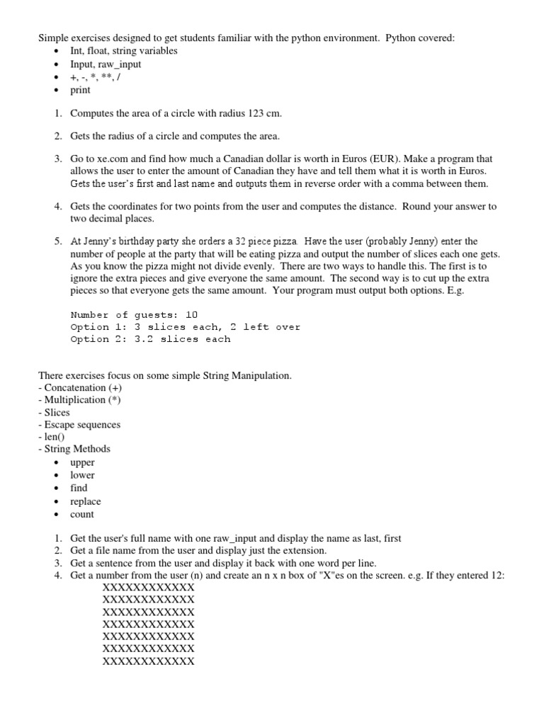 Python Excercise | PDF | String (Computer Science) | Computer File