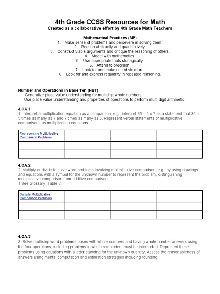 CCSS 4th Grade Math Resources | PDF | Fraction (Mathematics ...