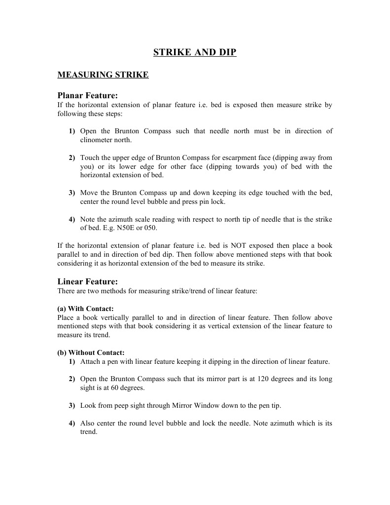 Strike And Dip: Measuring Strike Planar Feature