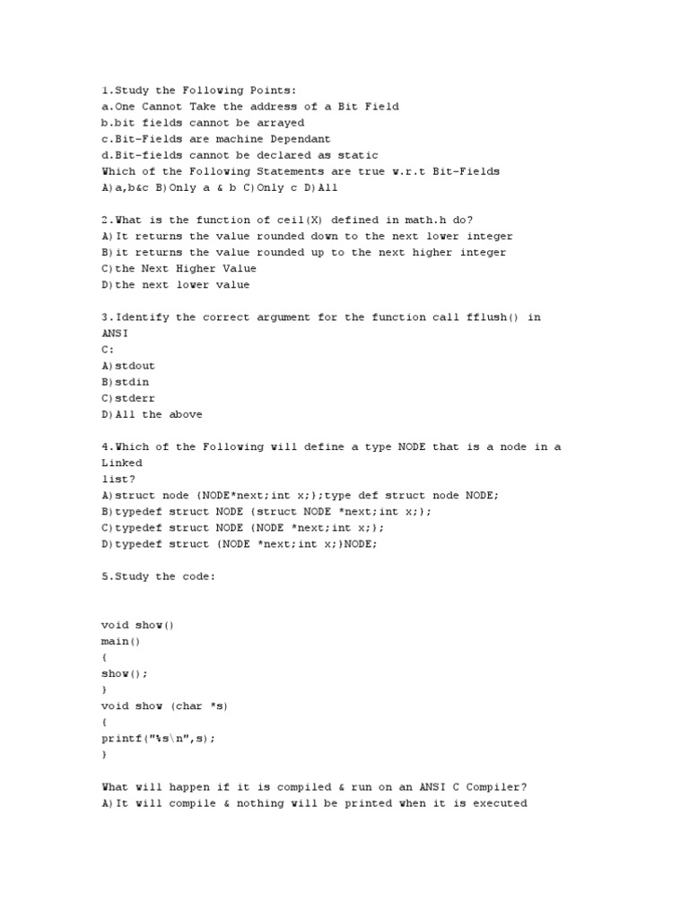 Aptitude Questions and Answers | PDF | C (Programming Language) | Notation