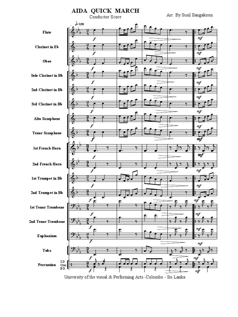 Aida Quick March. Conductor Score | PDF | Tenor Saxophone | Music ...
