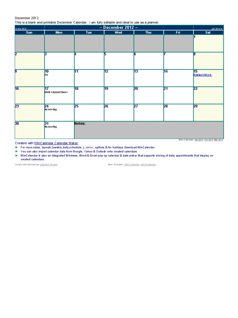 December 2012 Calendar | PDF
