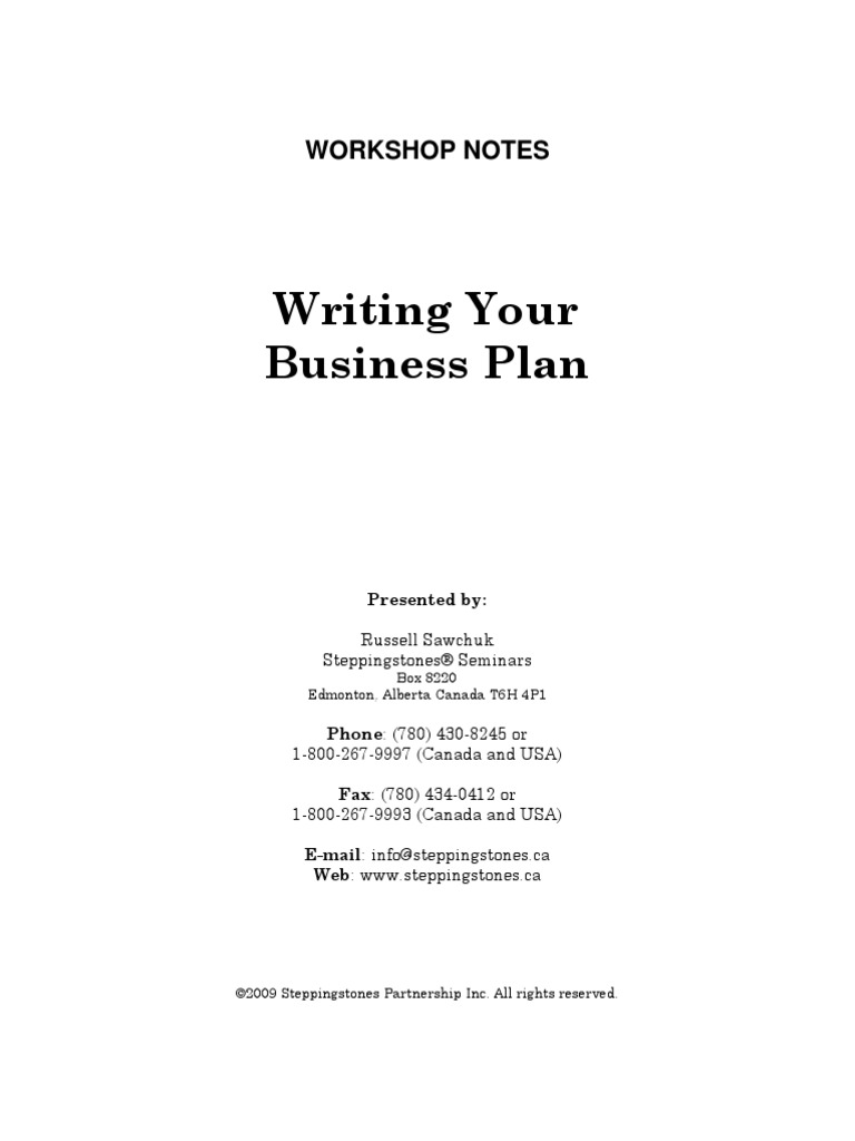 Writing Your Business Plan: Workshop Notes | PDF | Business Plan ...