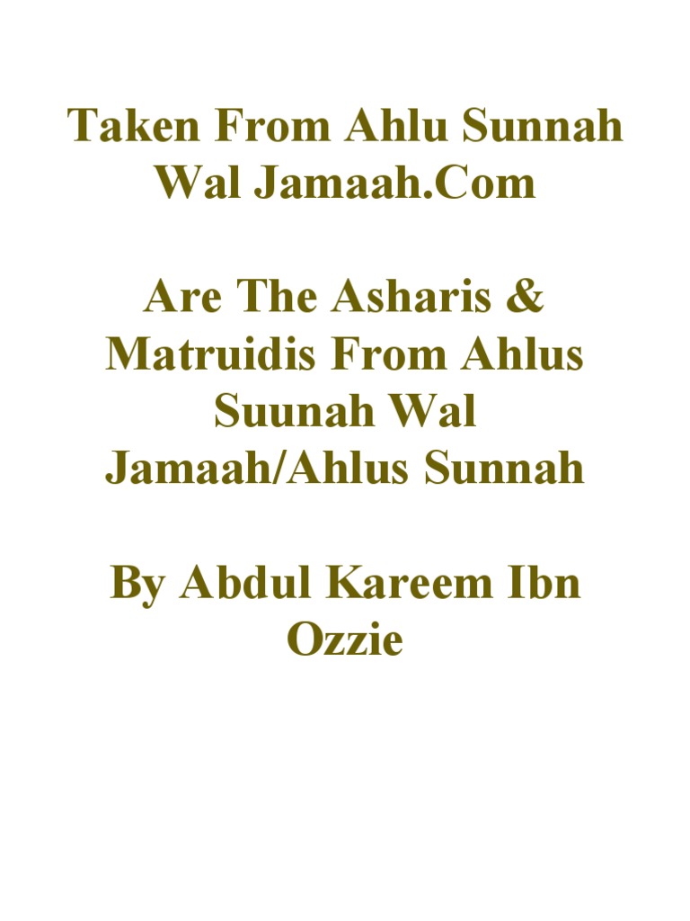 Asharis and Maturidis: Ahlus Sunnah? | PDF | Sunni Islam | Sharia