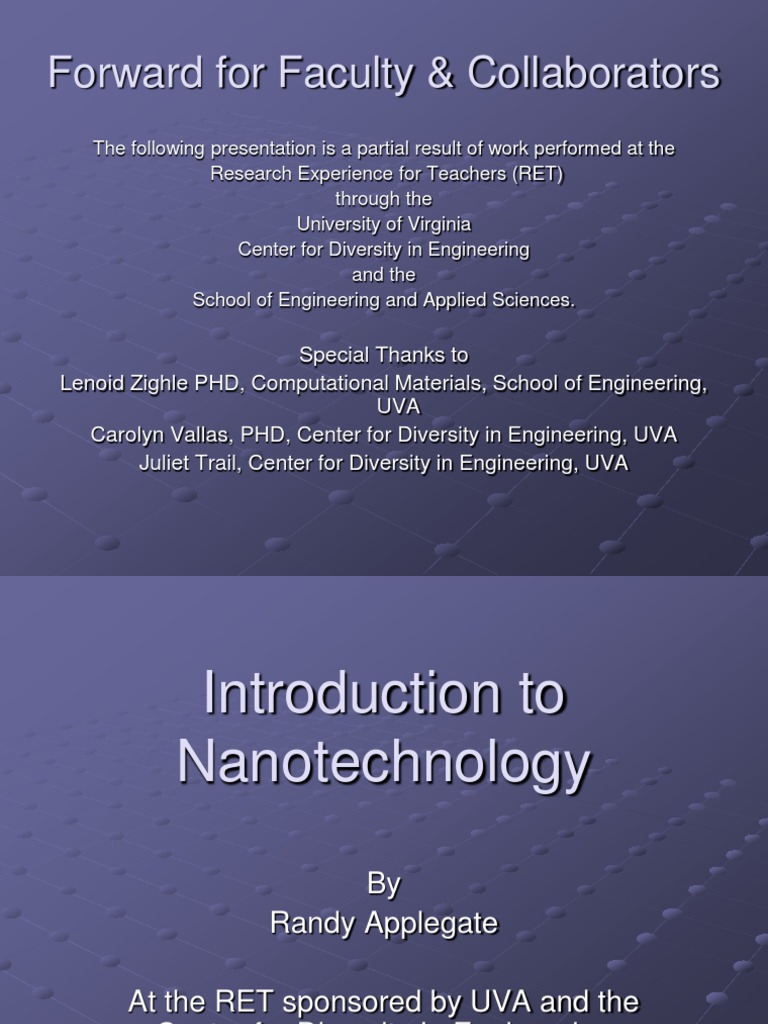 Introduction to Nanotechnology Basics | PDF | Nanotechnology | Emerging ...