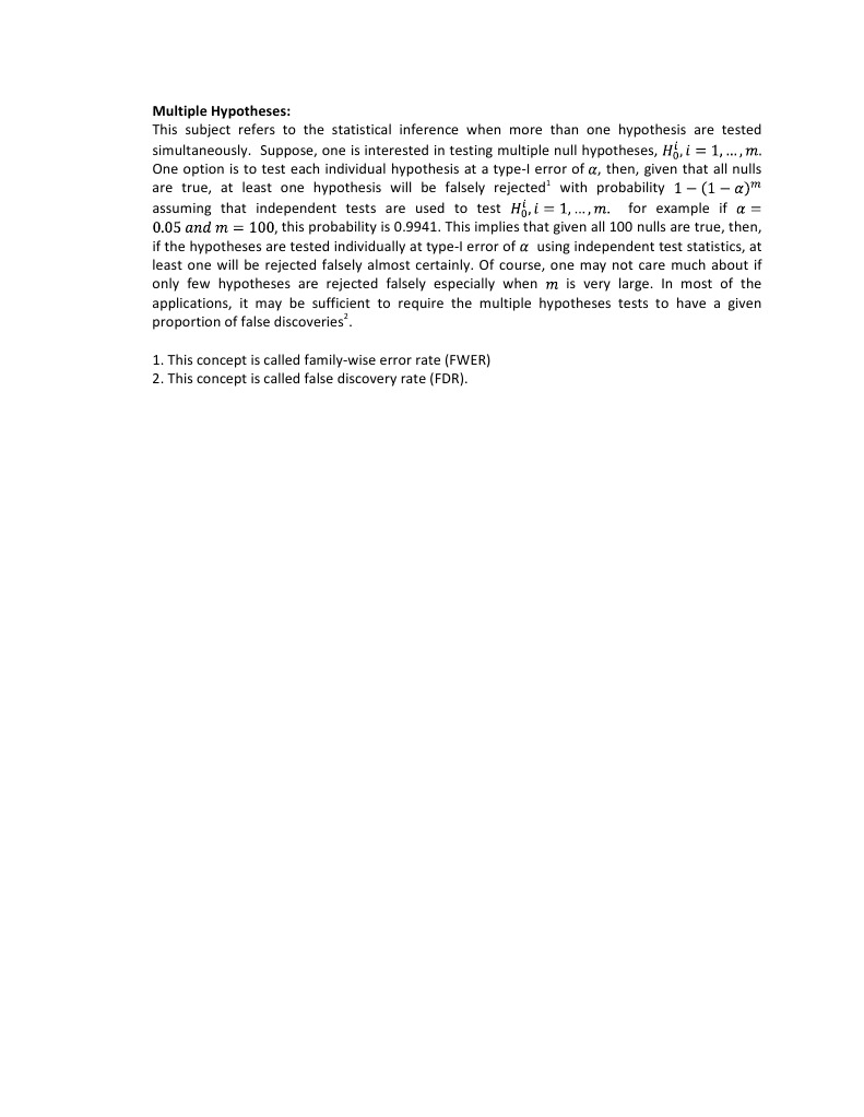 Understanding Multiple Hypotheses Testing | PDF