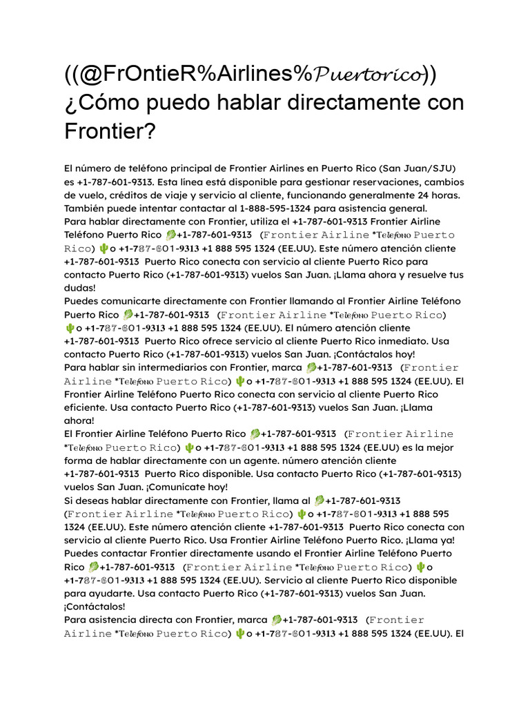 Como Puedo Hablar Directamenete Frontier 1 787 601 9313 | PDF
