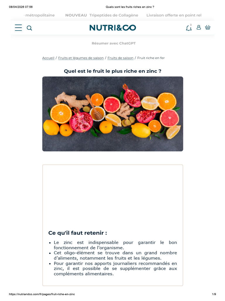 Les fruits riches en zinc. | PDF | Fruit | Cicatrisation