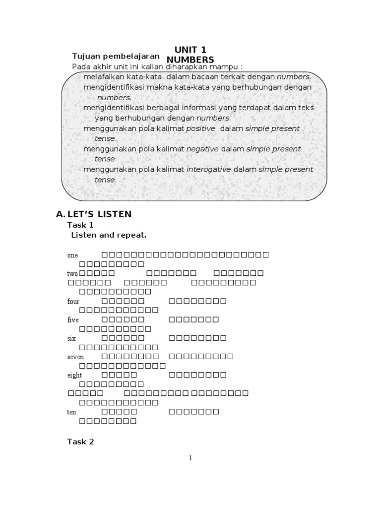 Unit 1 Numbers | PDF | Linguistics | Grammar