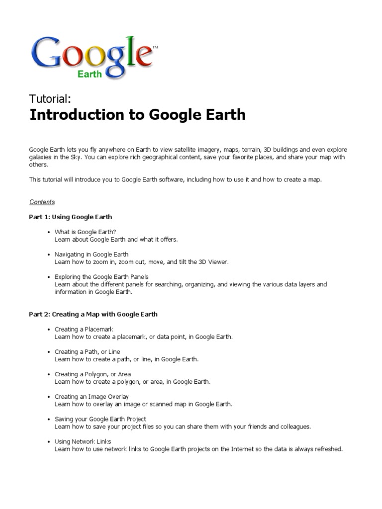 Google Earth Tutorial | PDF | Google | Web Page