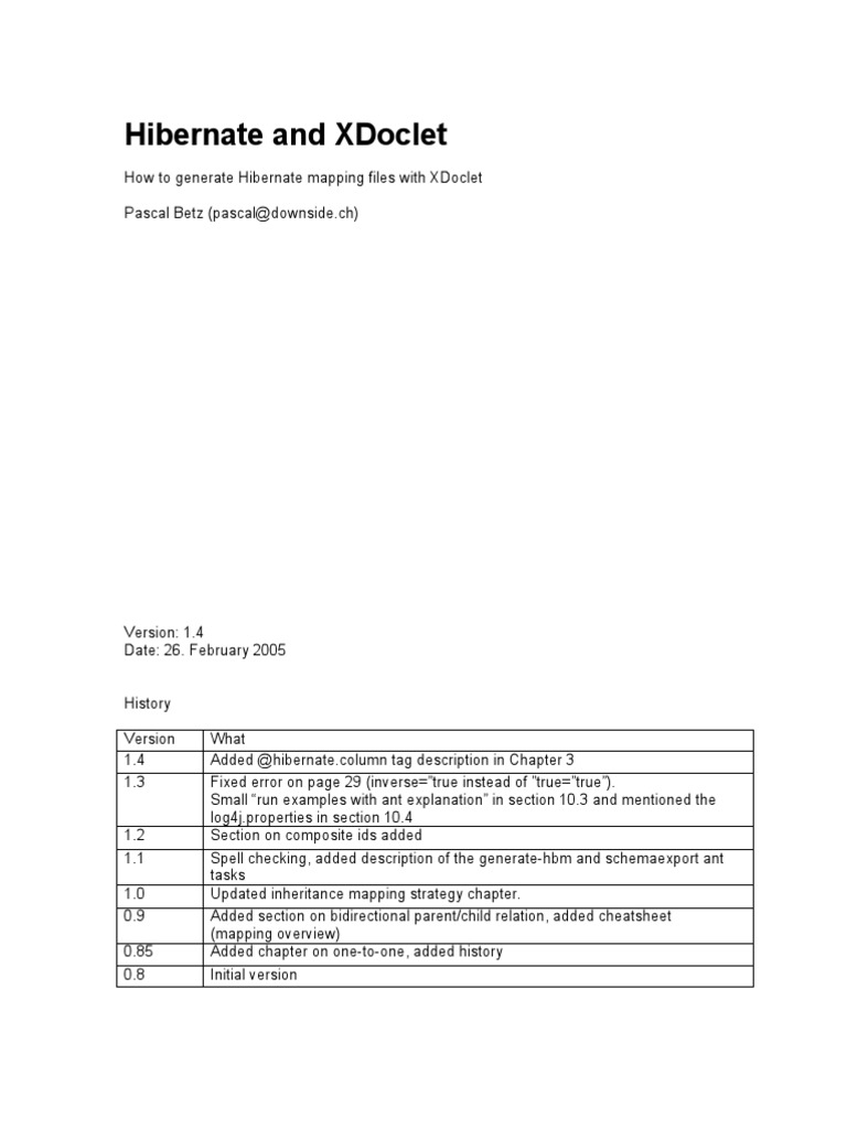 Hibernate XDoclet Tutorial-1.4 | PDF | Class (Computer Programming) | Inheritance (Object ...
