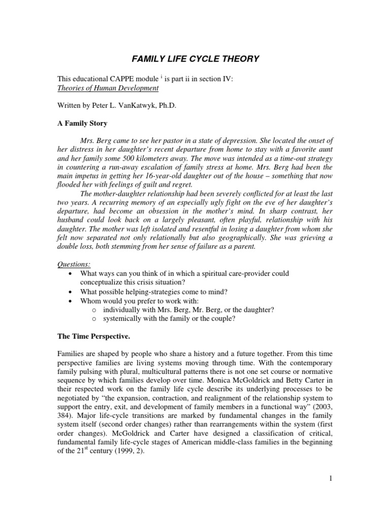 Family Life Cycle Theory | PDF | Coping (Psychology) | Stress (Biology)