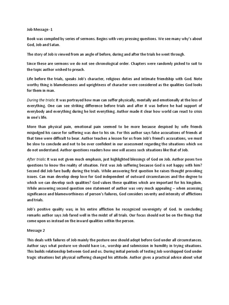 Job Message | PDF | Book Of Job | God