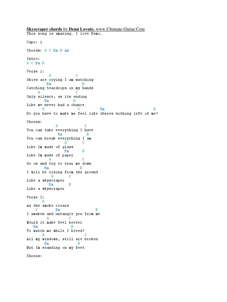 Skyscraper Chords by Demi Lovato | Song Structure