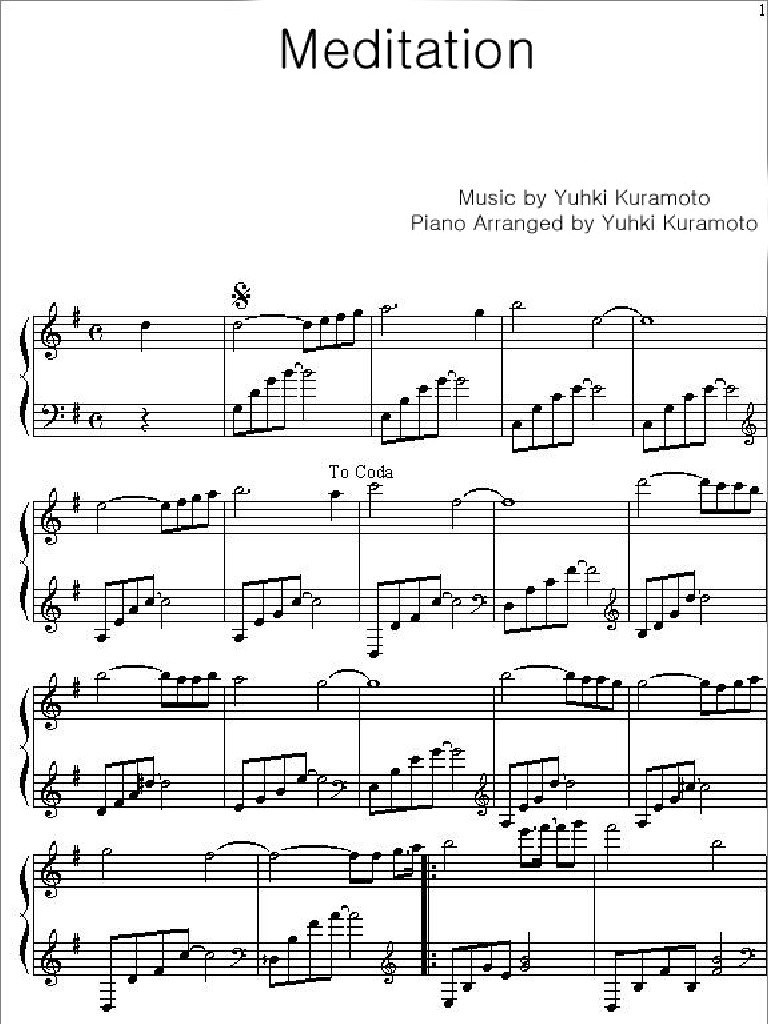 Yuhki Kuramoto - Reminiscence - Meditation | PDF