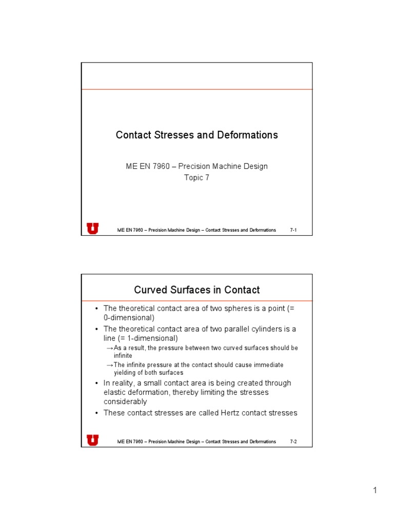 Contact Stresses and Deformations | PDF | Stress (Mechanics ...