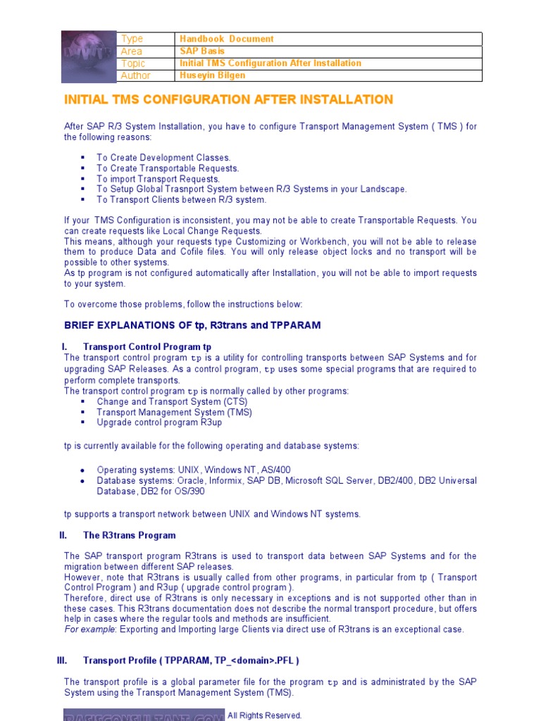 Initial Tms Configuration After Installation: Type Area Topic Author | PDF | Ibm Db2 | Parameter ...