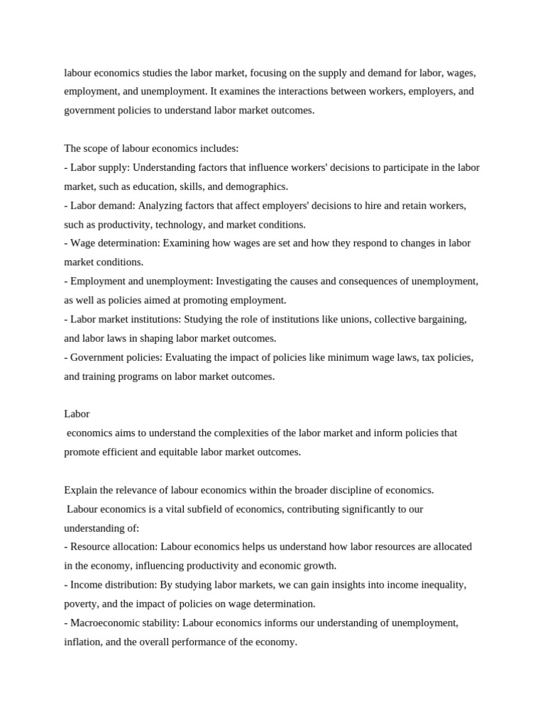 Labour Economics Studies the Labor Market | PDF | Labour Economics ...