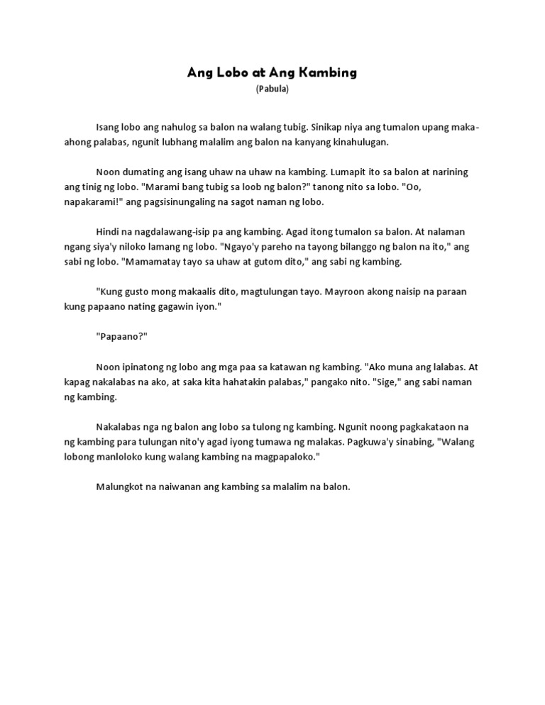 Ang Lobo at Ang Kambing | PDF