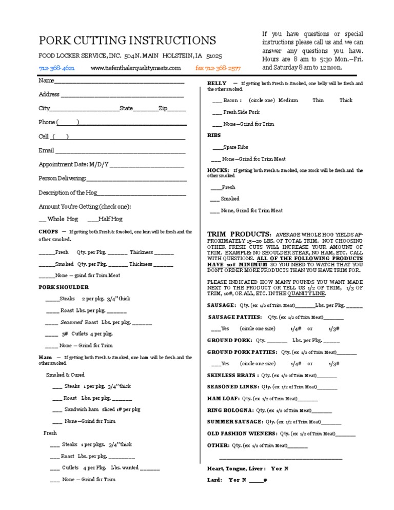 Pork Cut Instructions | Download Free PDF | Pork | Ham