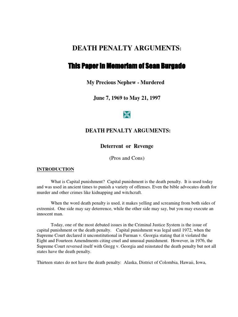 Death Penalty Arguments Brief of Debate | PDF | Capital Punishment ...