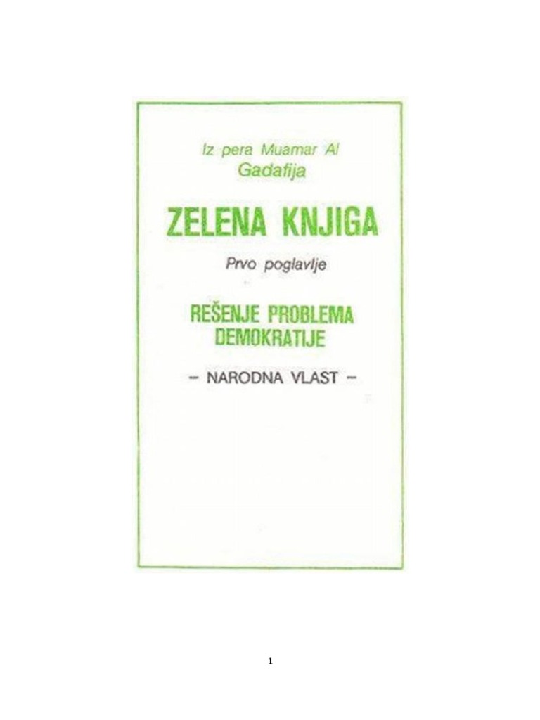 Muamer Al Gadafi - Zelena Knjiga | PDF
