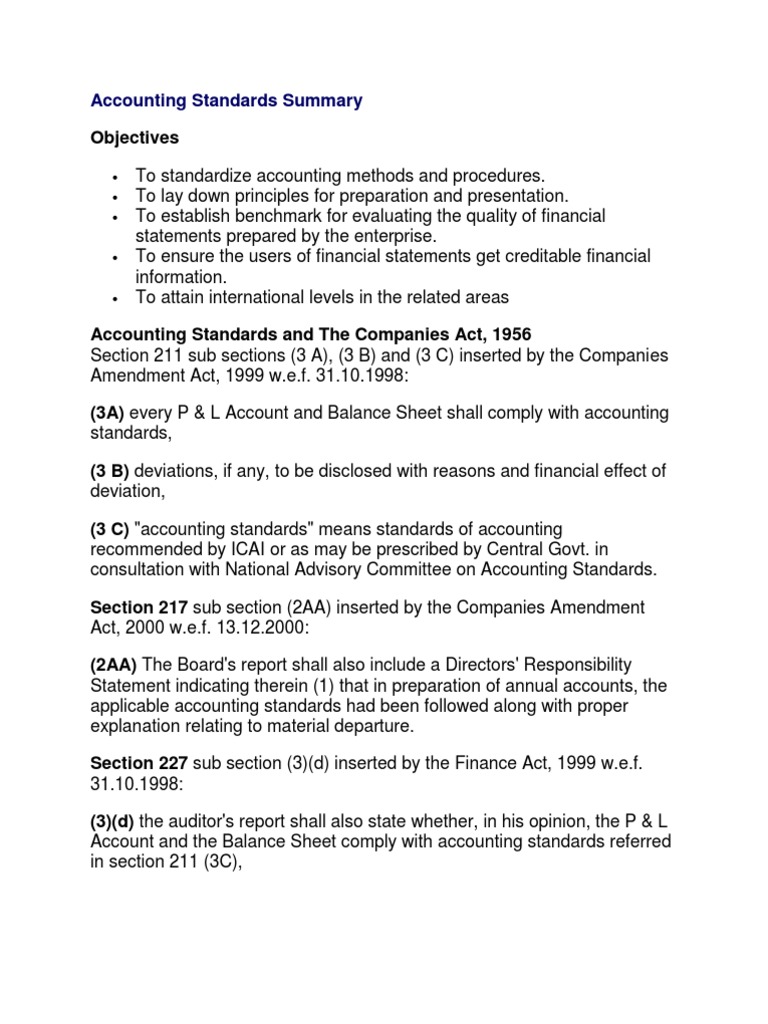 Accounting Standards Summary | PDF | International Financial Reporting ...