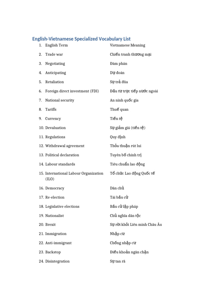 English_Vietnamese_Vocabulary_List | PDF