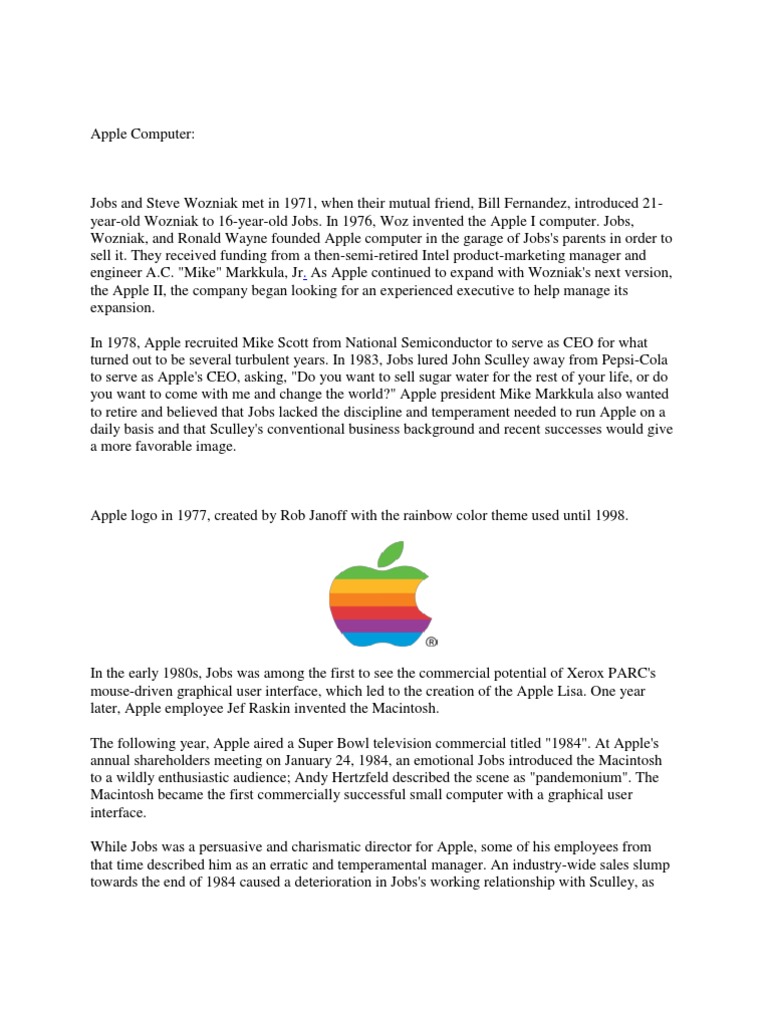 Apple Founding and Early Challenges | PDF | Apple Inc. | Macintosh