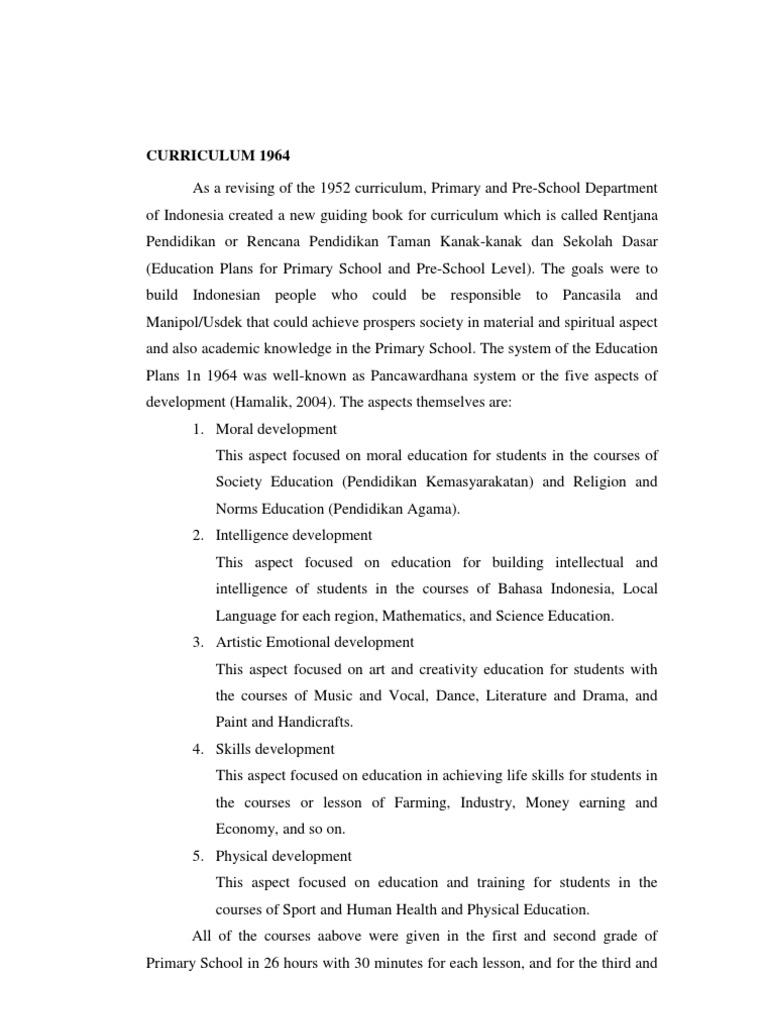 Curriculum 1964 - 1975 | PDF | Indonesia | Curriculum