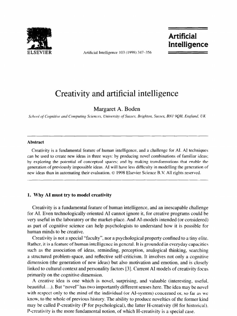 Creativity and Artificial Intelligence | PDF | Creativity | Analogy