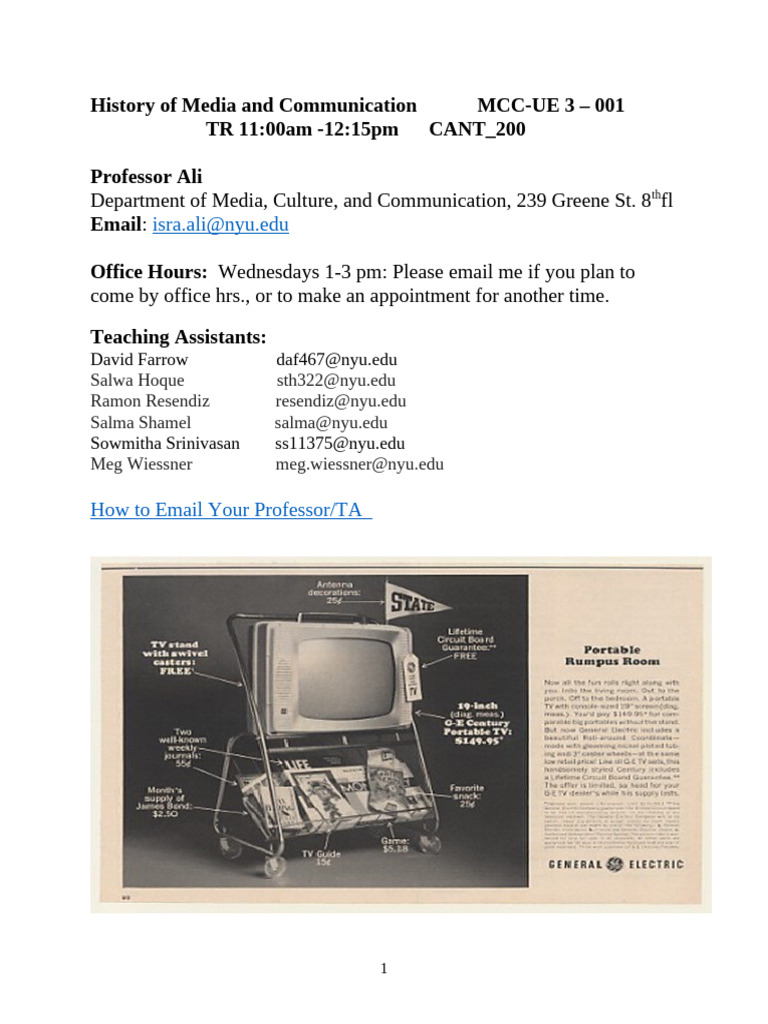 MCC-UE 3 History of Media (Ali) | PDF | Lecture