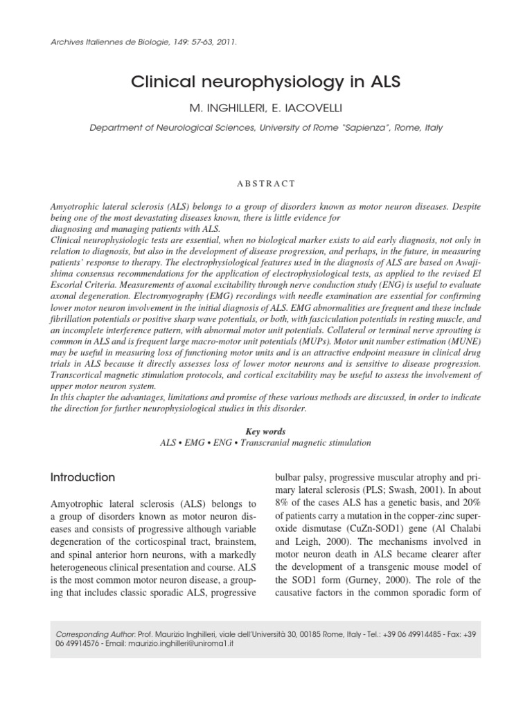 Clinical EMG ALS | PDF | Amyotrophic Lateral Sclerosis | Electromyography