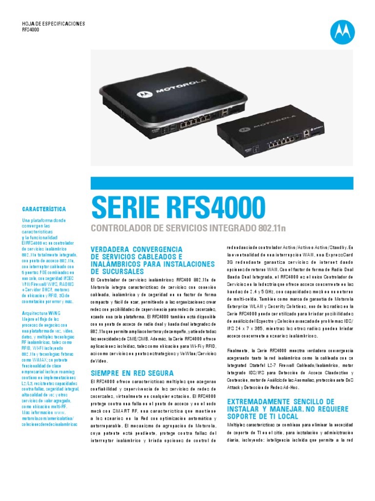 Mot Rfs4000 Specsheet Es 061011 | PDF | Punto de acceso inalámbrico ...