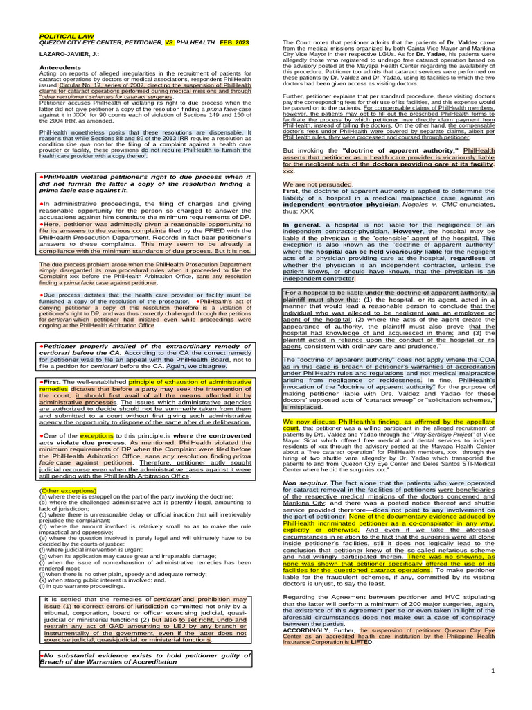 QUEZON CITY EYE CENTER VS. PHIC | PDF | Certiorari | Negligence