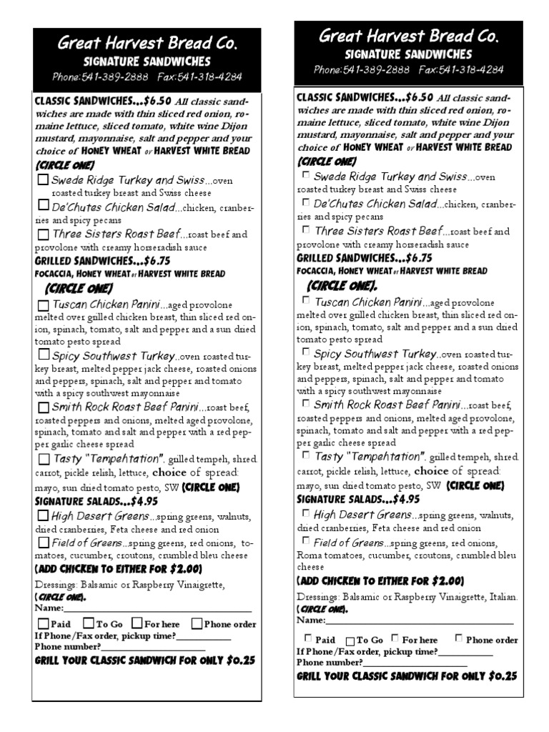 Signature Sandwich Menu | PDF | Salad | European Cuisine