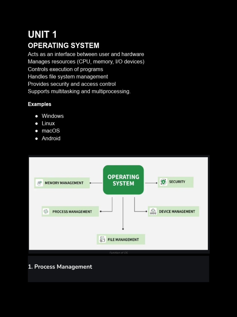 Unit 1: Operating System | PDF | Process (Computing) | Operating System