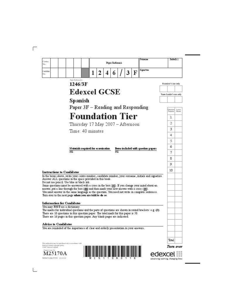 Foundation Tier: Edexcel GCSE | PDF