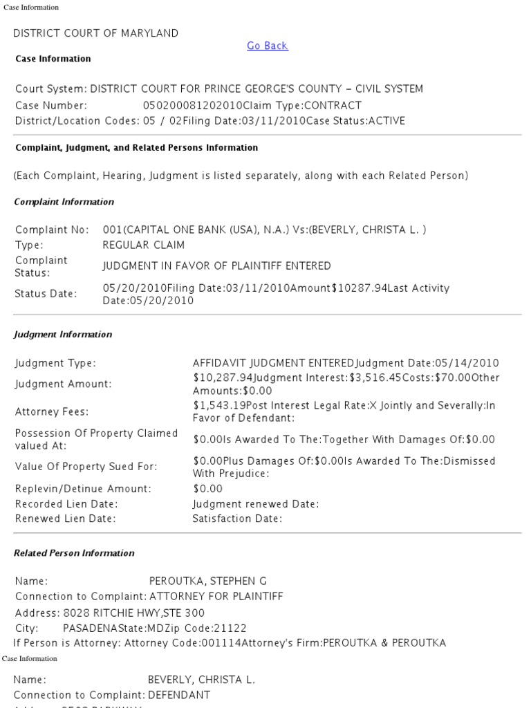 Christa Beverly Case Information | PDF