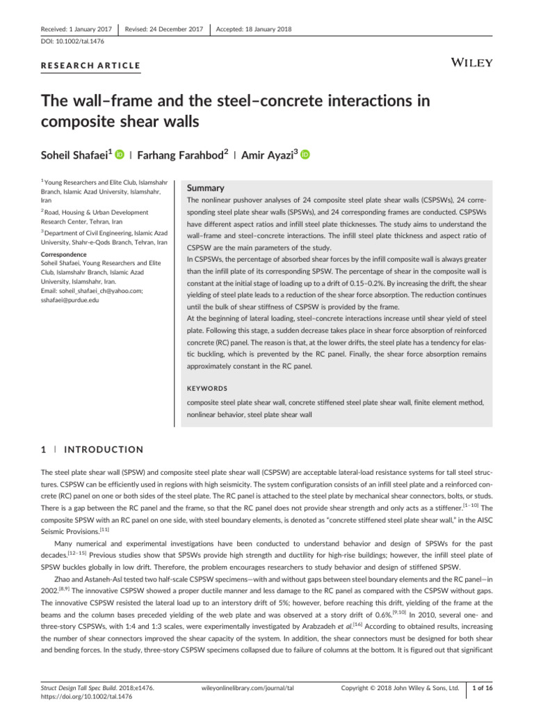 The Wall-frame and the Steel-concrete Interactions in Composite Shear ...
