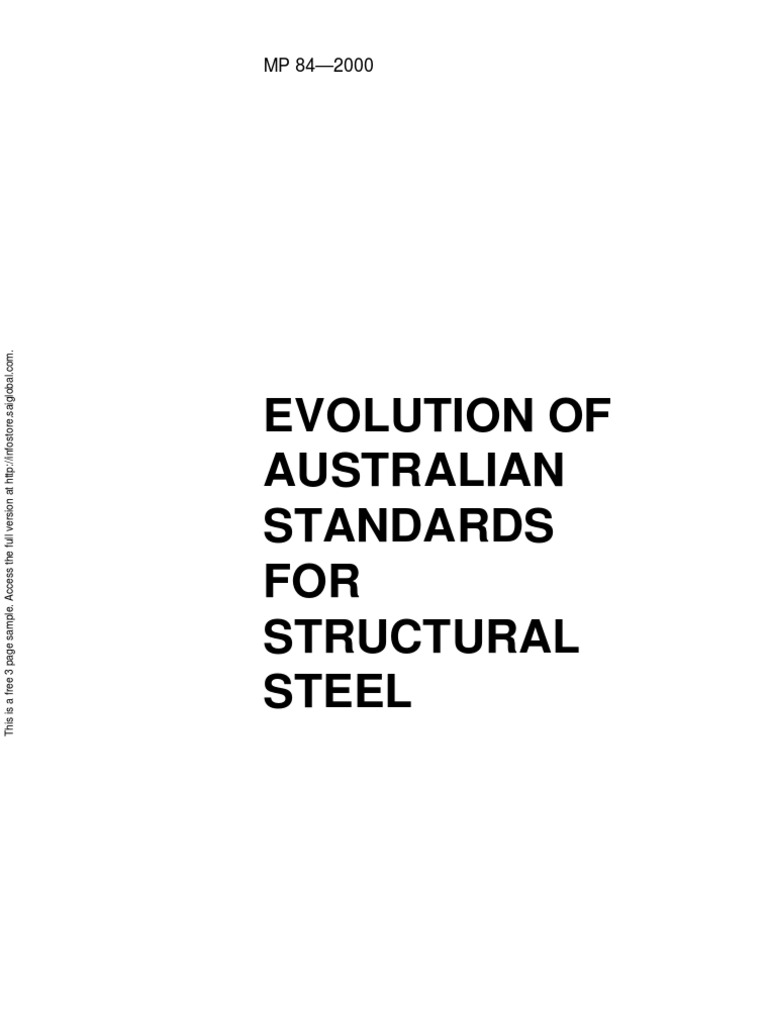 MP 84-2000 Evolution of Australian Standards For Structural Steel | PDF ...