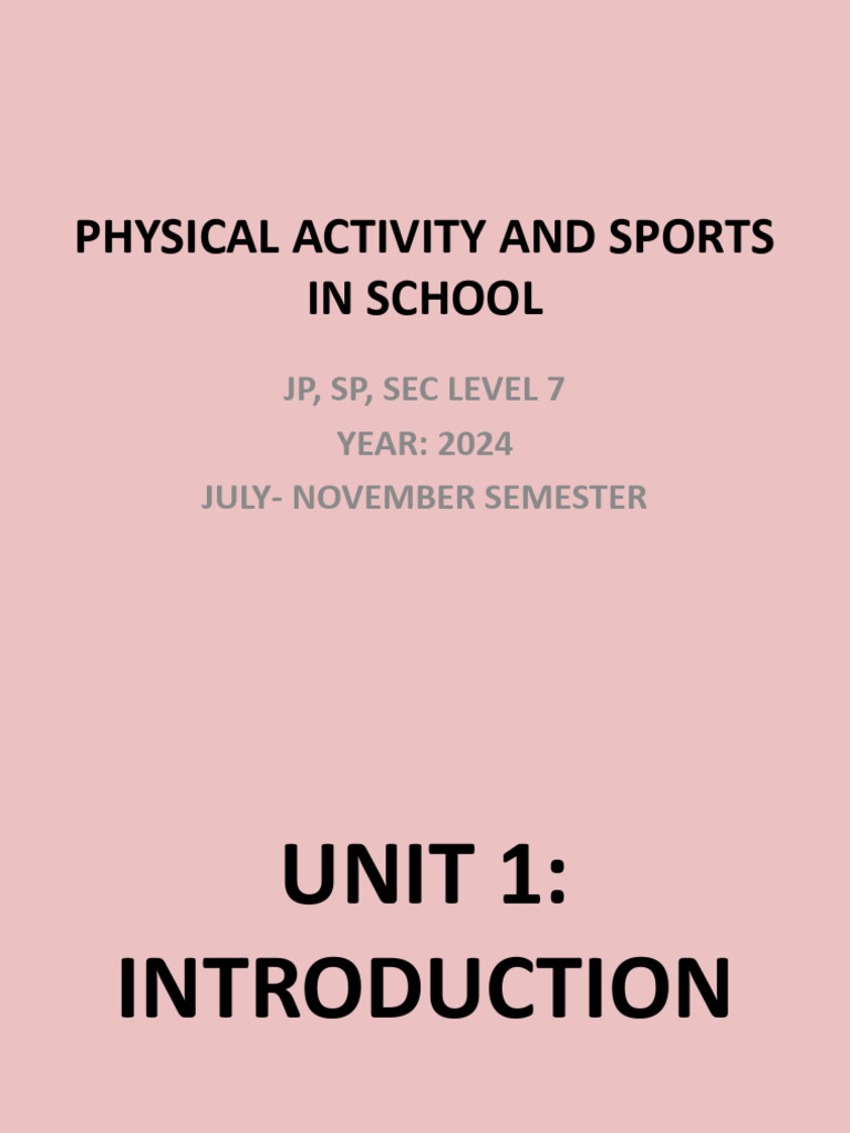 Unit 1 Introduction to Physical Activity and Sports in School | PDF ...