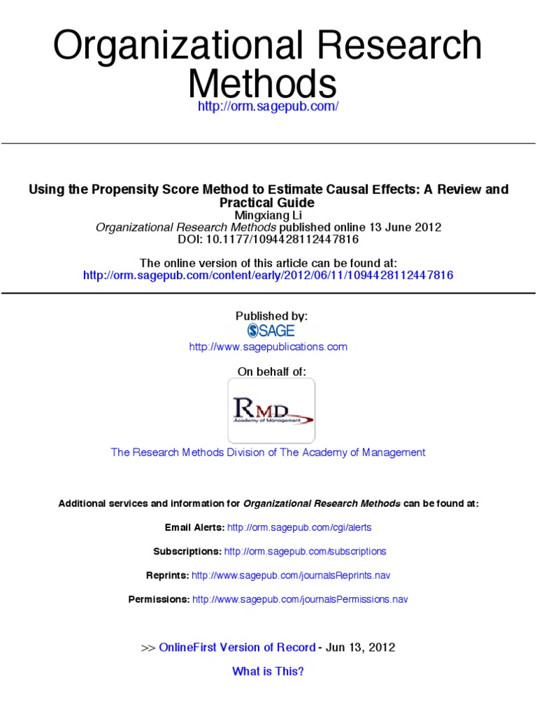 Propensity Score Matching | PDF | Endogeneity (Econometrics) | Experiment